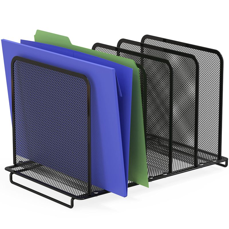 SimpleHouseware Expandable 5 Section Metal Upright File Sorter ...
