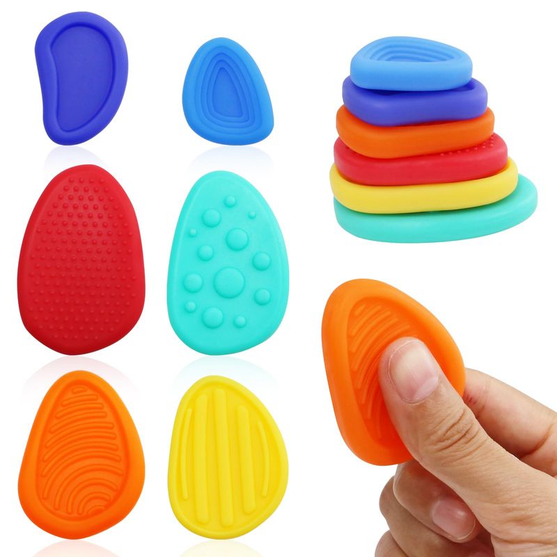 Sensory Fidget Toys - 6Pack Textured Worry Stones for Kids with Autism, Quiet Classroom Toys ...