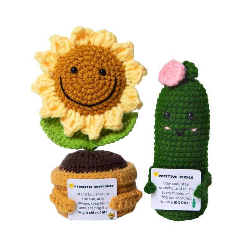 Sammi Crafts Handmade Crochet Pickle & Smiley Sunflower Set with Card ...