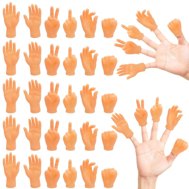 Mini Hands Finger Puppets, Pack of 30 Small Hands, Tiny Hands Rubber ...