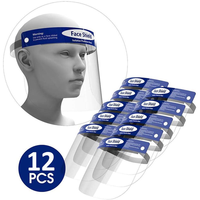 12-pcs Face Shield Screen Safety Protective Eye Splash Proof Full Head ...