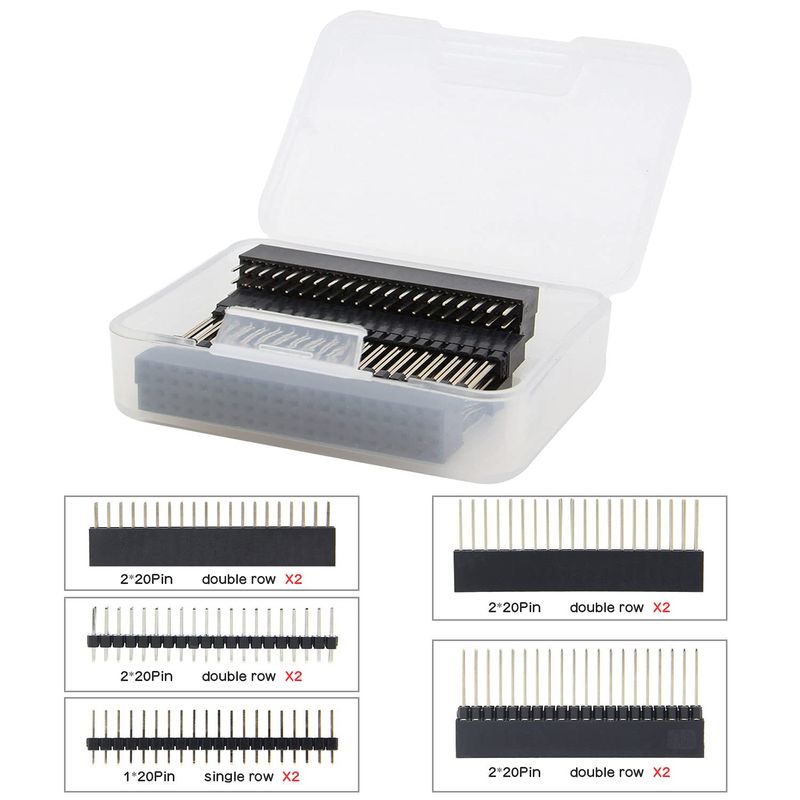 Geekworm 2x20 40 Pin Stacking Female Header Kit for Raspberry Pi 5 ...