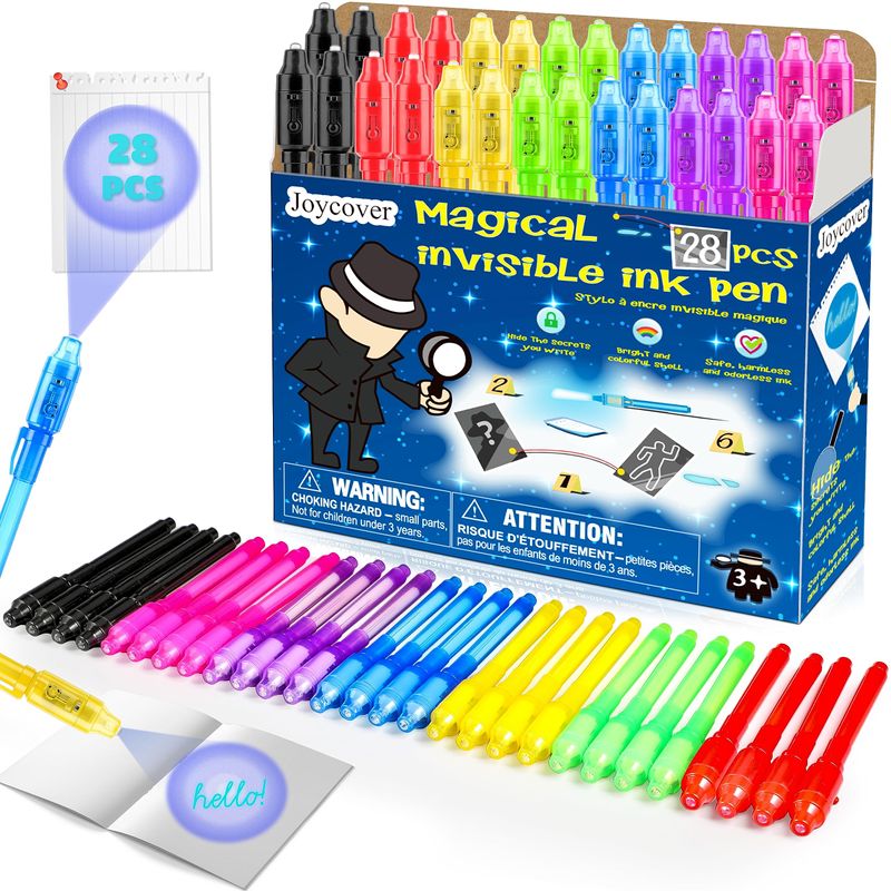 Joycover Invisible Ink Pen, 28PCS Spy Pen for Kids with UV Light Magic ...