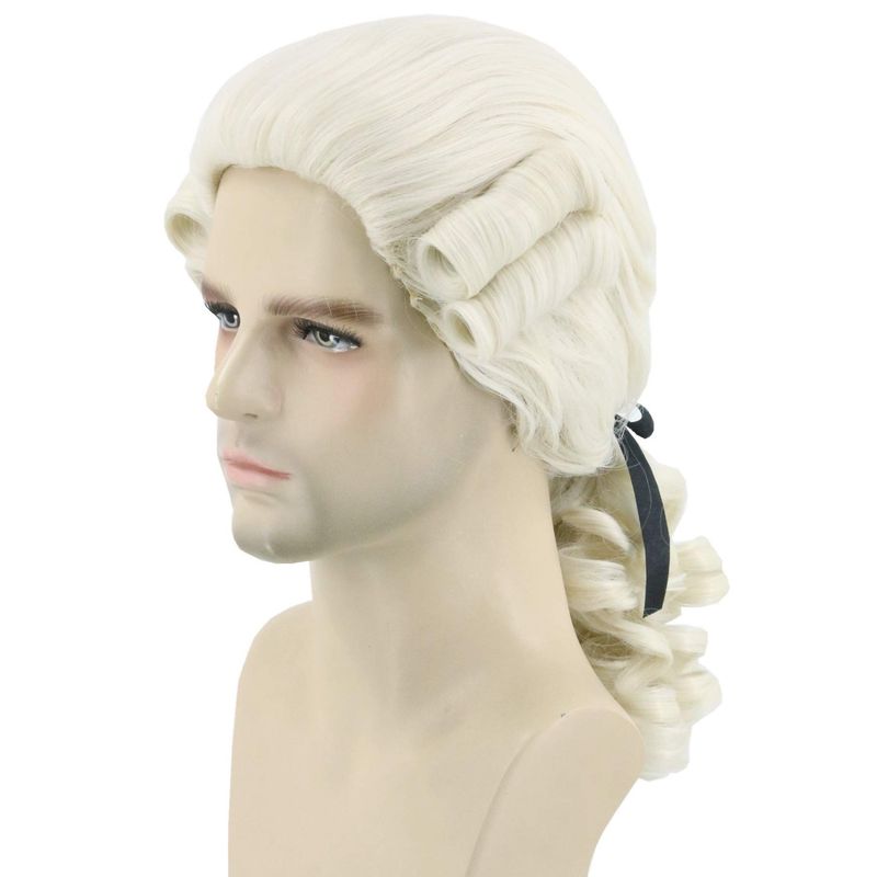 Topcosplay Mens Wig for Colonial Historical Judge Costumes Wig Beige ...