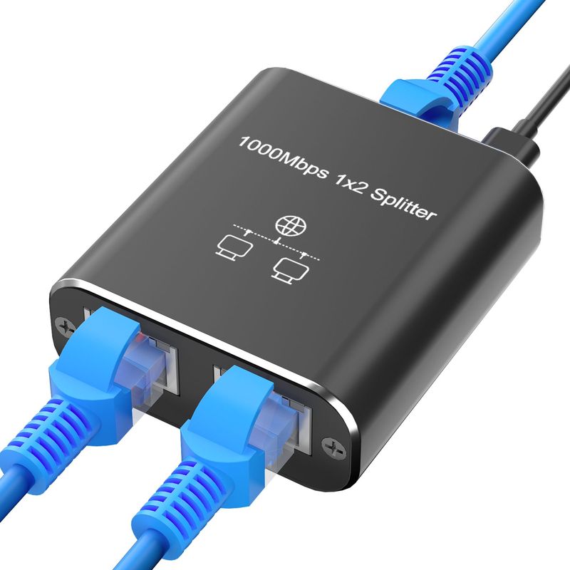 LAN Splitter, 1 Input, 2 Output, LAN Hub, RJ45, High Speed 1000Mbps ...
