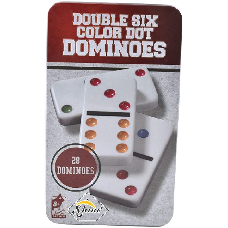 SHINE Dominoes Double 6 Dominoes Game Set Color Dot Design Game Kids ...