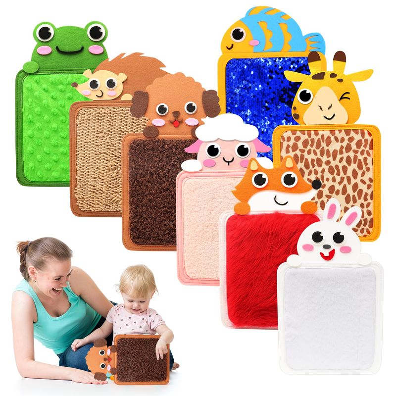 Uiopy Sensory Mats for Autism Children: 8PCS Zoo Animals Textured Play ...