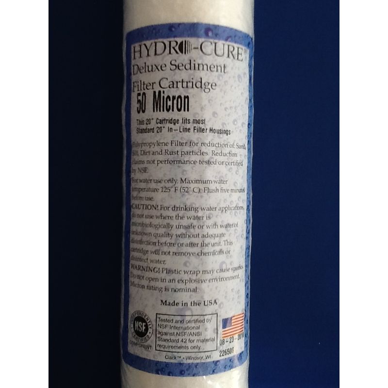 HYDRO CURE DELUXE 50 MICRON 20"x2.5" SEDIMENT FILTER - 2 FILTERS ...