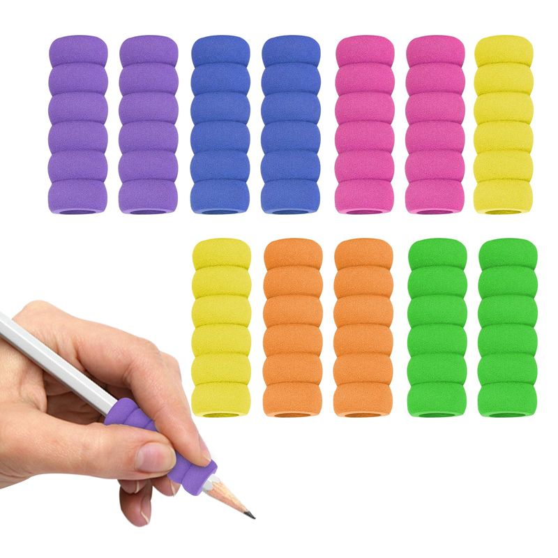 12 pcs Pencil Grips for Children, 6 Colours Foam Pencil Grips for ...