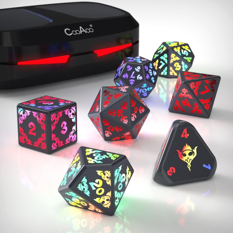 CooAoo Light Up DND Dice Set, Wireless Rechargeable Glowing Dice with ...