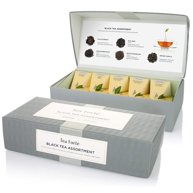 Tea Forte Assorted Black Tea, Petite Presentation Box Tea Sampler Gift ...