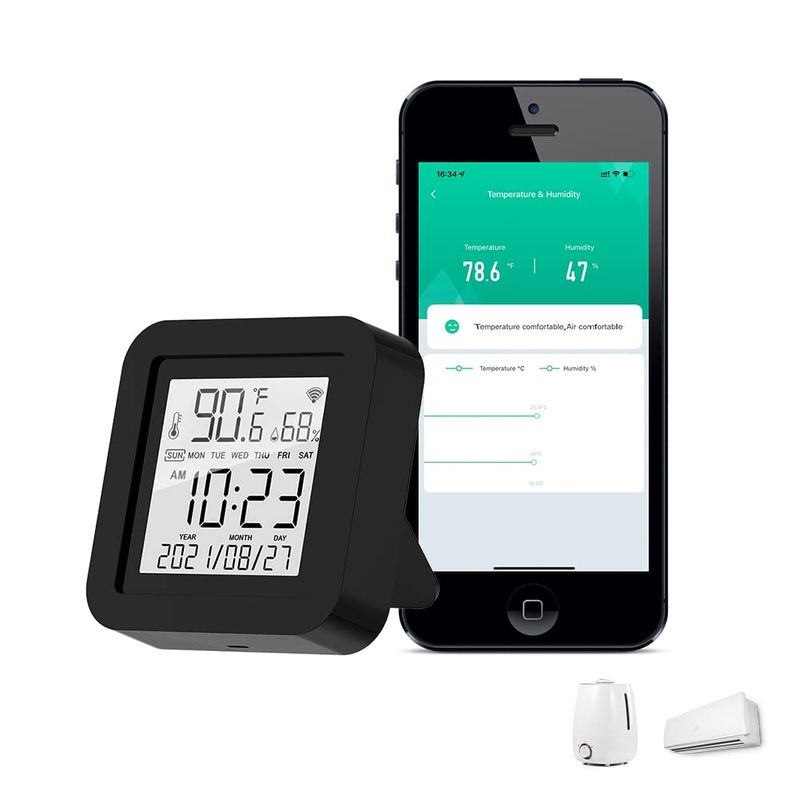 MOES Smart Temperature Humidity Monitor with IR Remote Control, Tuya ...