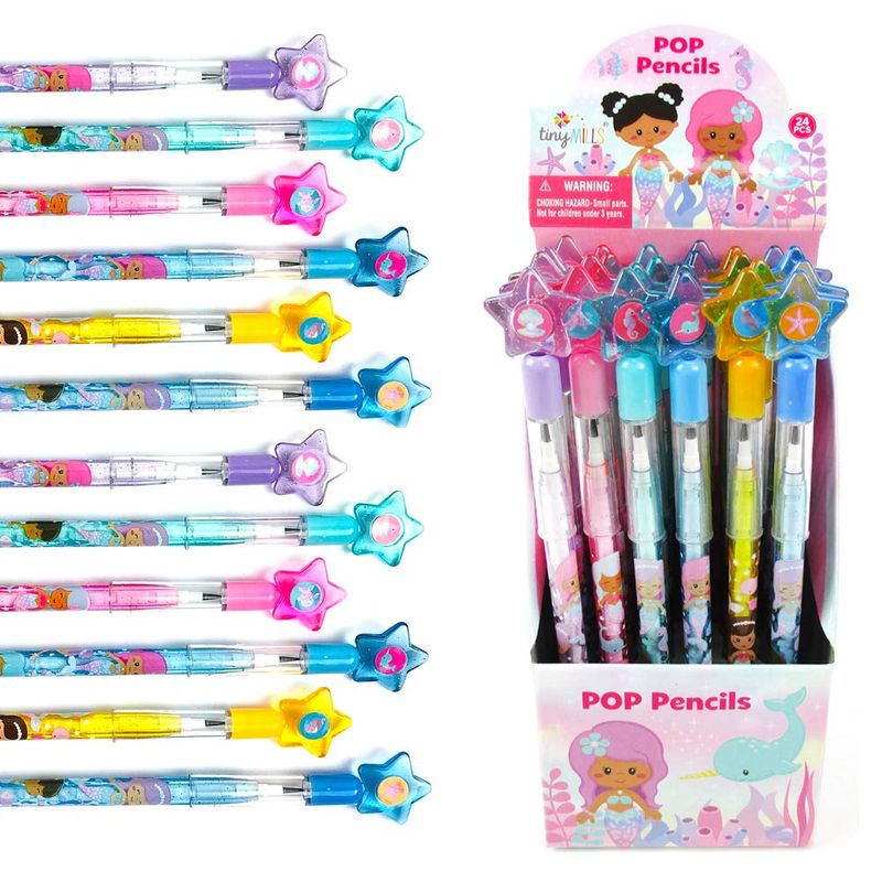 TINYMILLS 24 Pcs Rainbow Mermaids Multi Point Pencils Stackable ...