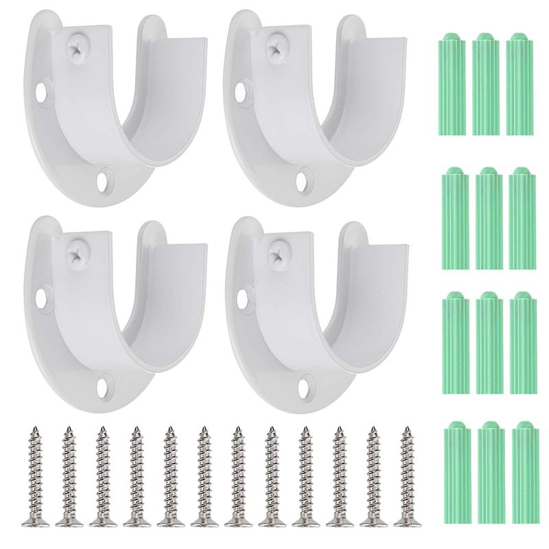 OwnMy 4 Packs Closet Rod End Supports Curtain Flange Rod Holder 1-1/2 ...