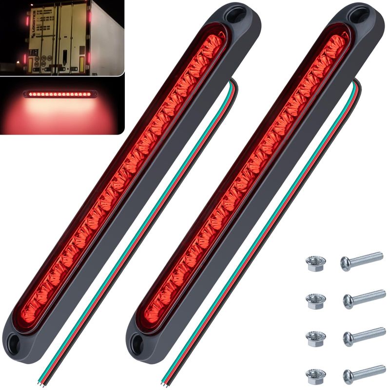 2 PCS Led Trailer Brake Lights Strip, 10 Inch 15 Red Led Light Assembly ...