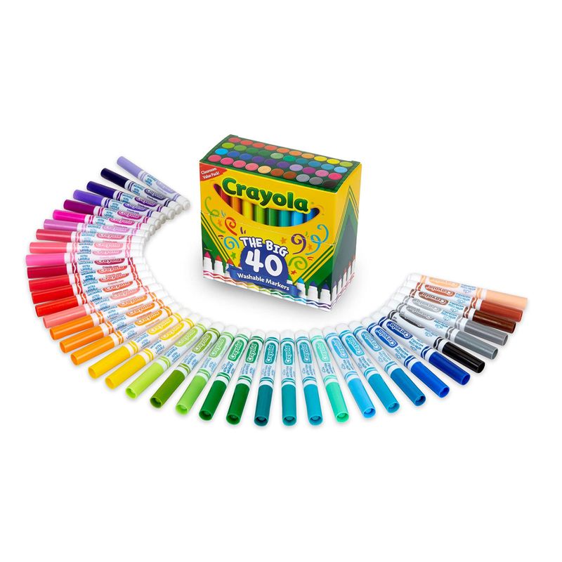 Crayola Ultra-Clean Washable Broad Line Markers, 40 Classic Crayola ...