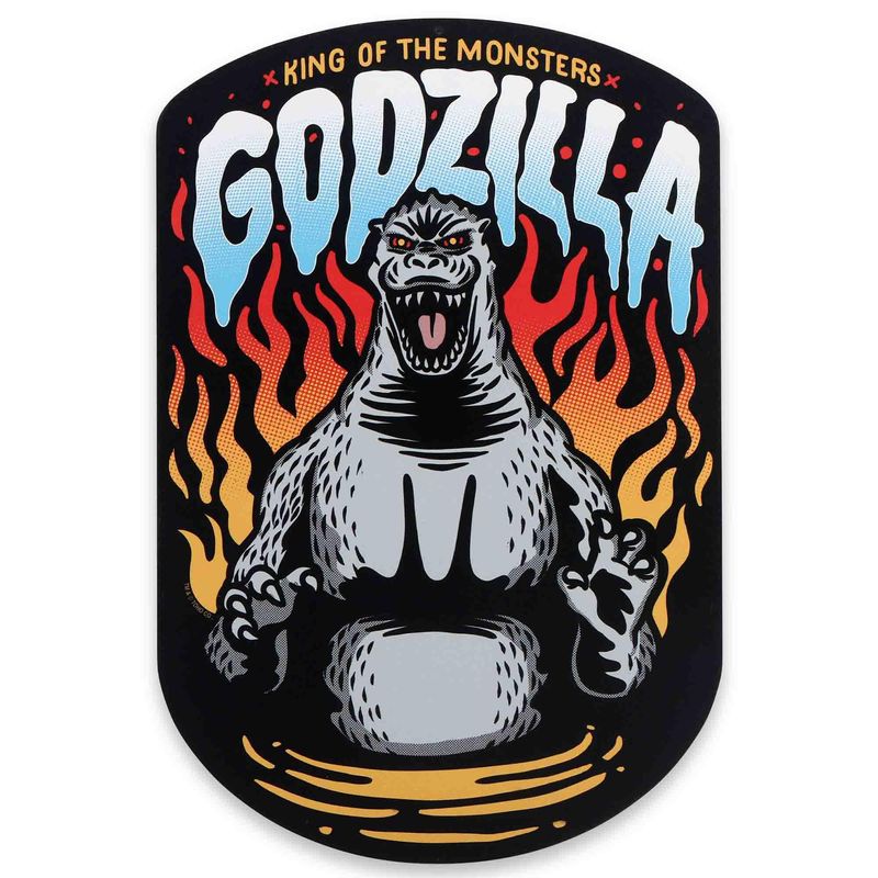 Godzilla King of the Monsters Fiery Metal Sign - Retro Godzilla Wall ...