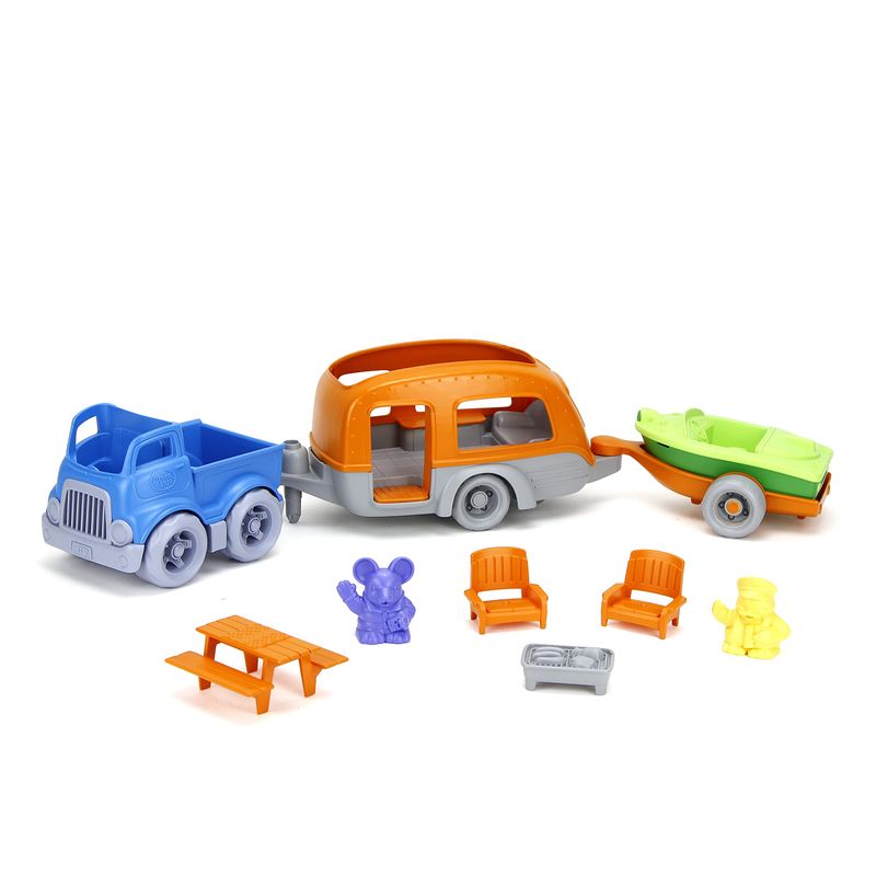 Green Toys RV Camper Set, Blue/Orange - 10 Piece Pretend Play, Motor ...
