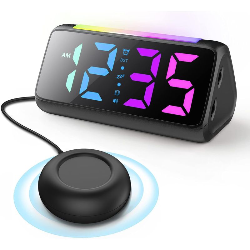 Netzu Digital Alarm Clock for Deep Sleepers, Loud Alarm Clock with ...