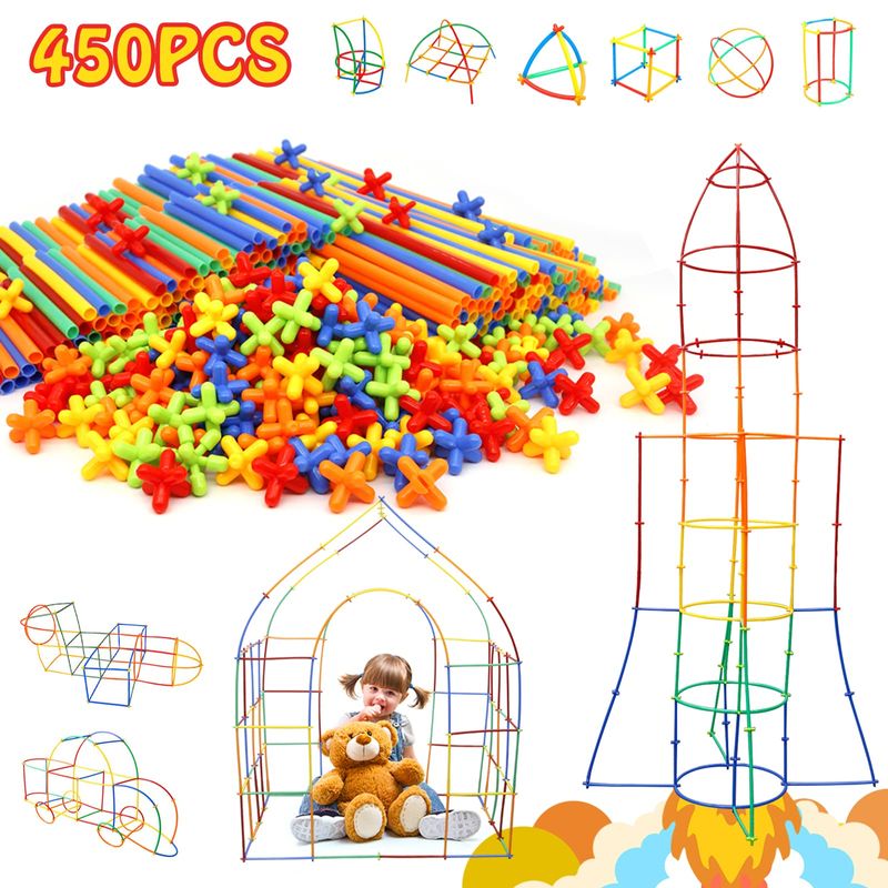 Creative Straw STEM Building Toys 450Pcs Aged for 3-5 5-7 Preschool ...