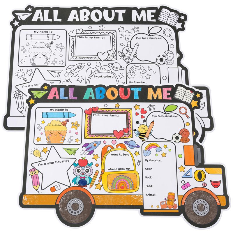X1zuue All About Me Student Posters - 40Pcs School Bus Read All About ...
