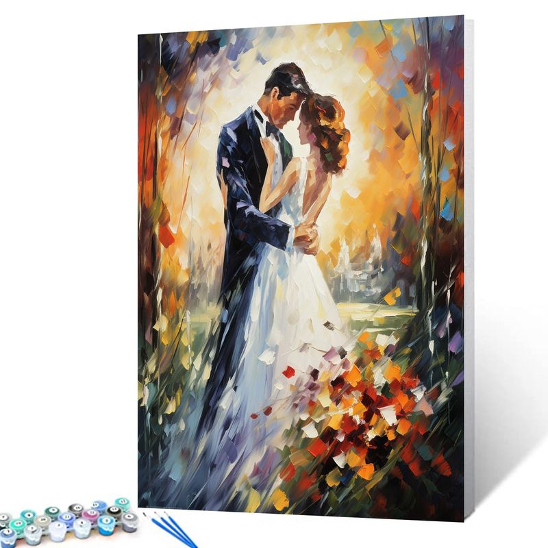 Graffitic Affectionate Couple Oil Paint by Number Romantic Wedding ...