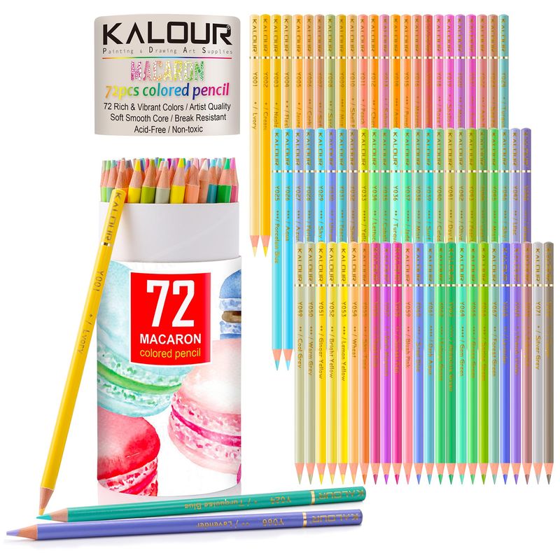 KALOUR Macaron Pastel Colored Pencils,Set of 72 Colors,Artists Soft ...