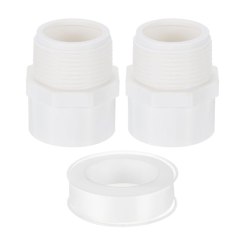 sourcing map PVC Male Adapter Pipe Fitting, 2Pcs 1-1/4" 2-Way PVC Pipe ...