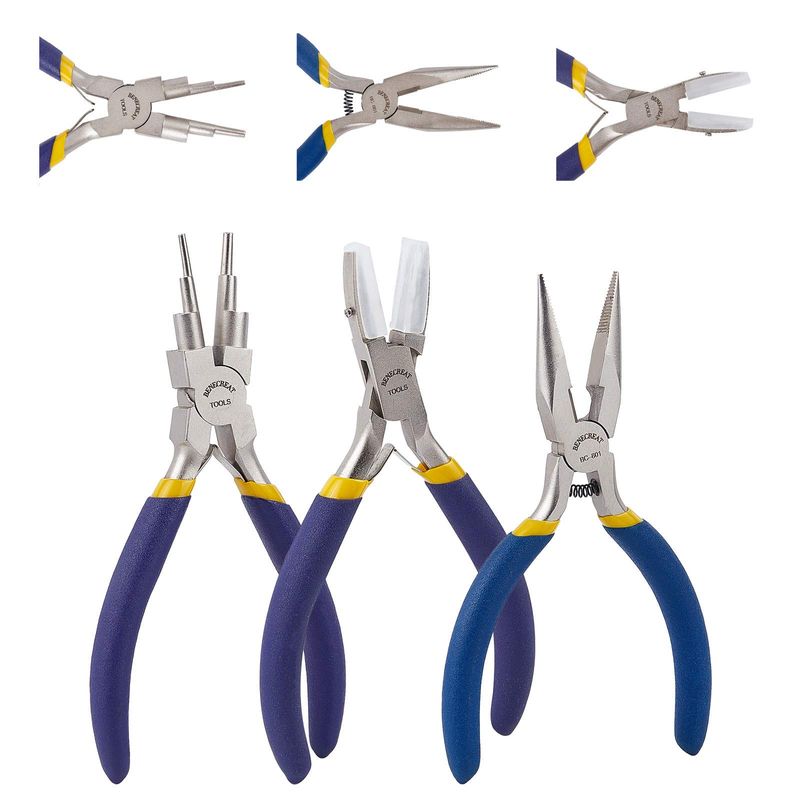 BENECREAT 3 Pieces Jewelry Plier Tool Set, 6 in 1 Bail Making Looping ...