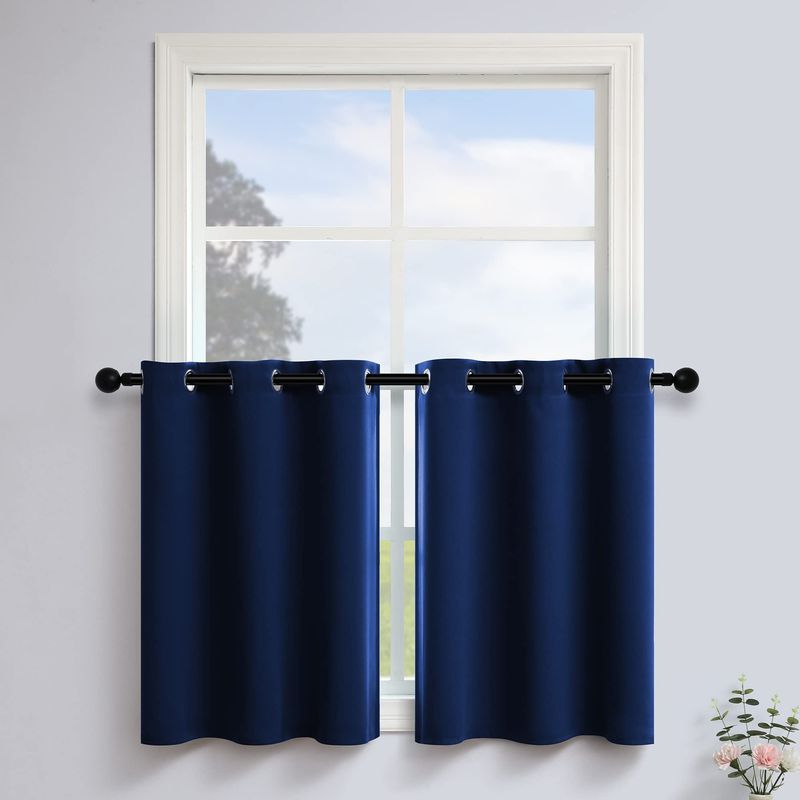 Pitalk Dark Blue RV Small Tier Curtains Room Darkening Blackout Navy ...