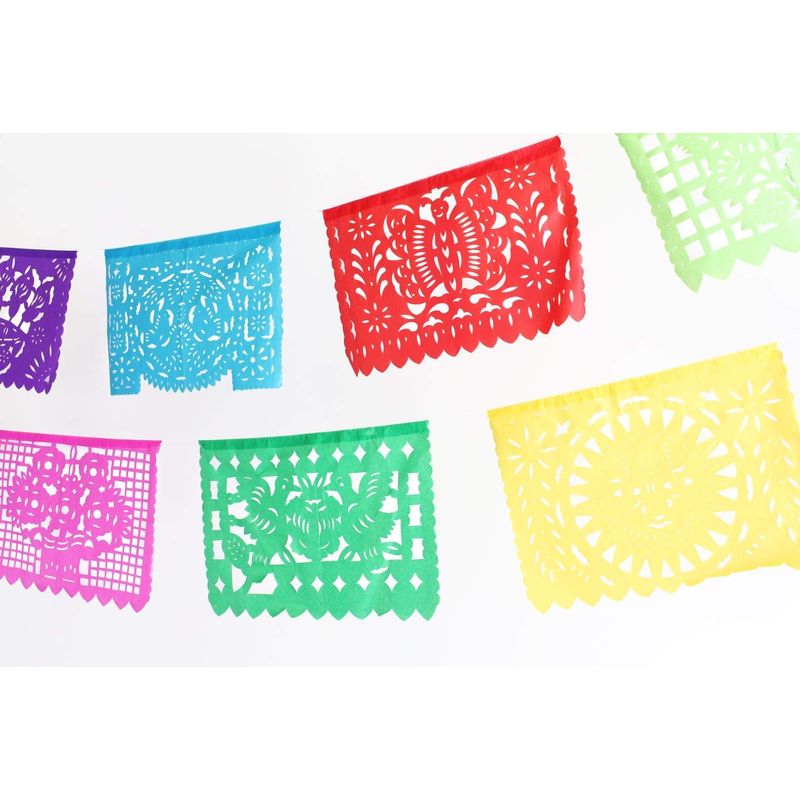MEXICAN PAPEL PICADO Banner MEDIUM PAPER Multicolor 16' feet long ...
