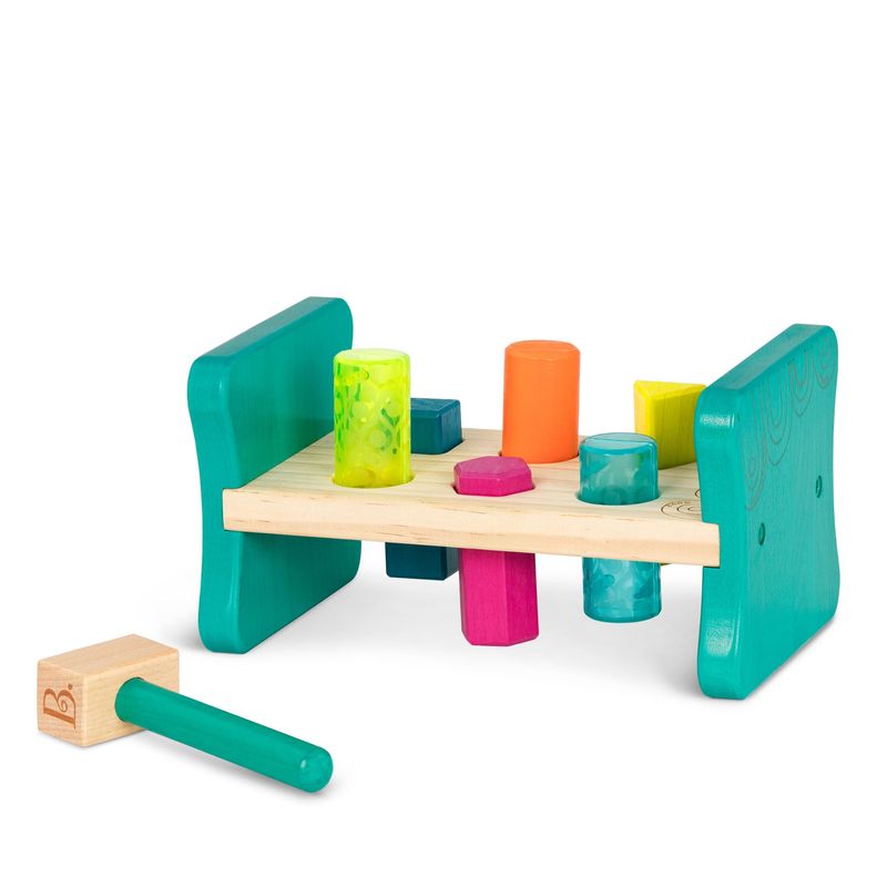 B. toys Wooden Hammer Toy, Hammer blocks, Set of 6, Wooden Toys, Ages 2 ...