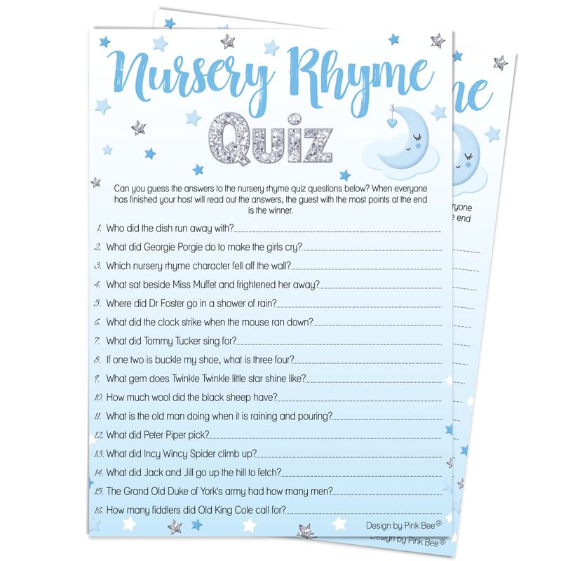 Pink Bee Parties - Nursery Rhyme Quiz - Over The Moon Theme Blue Baby ...