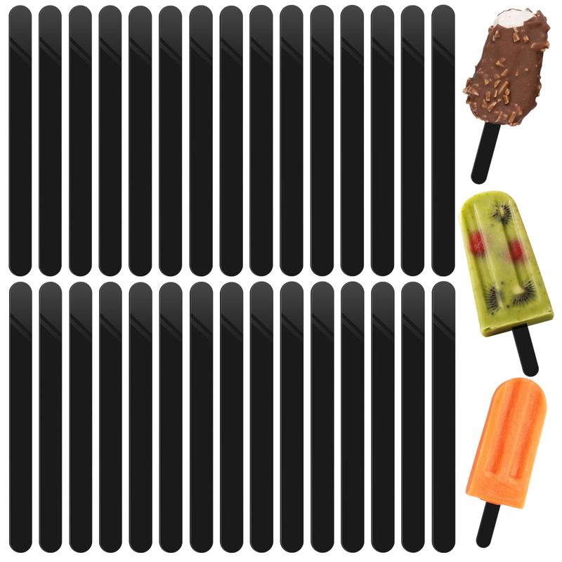 30 Pieces Black Popsicle Sticks 4.5 Inch Acrylic Cakesicle Sticks ...