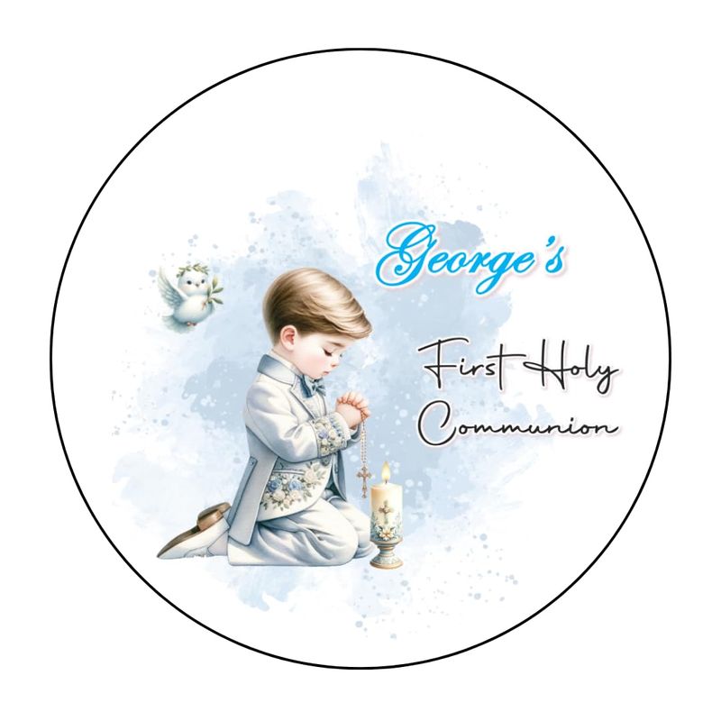 Personalised First Holy Communion Stickers For Party Bags Boys 1st Holy ...