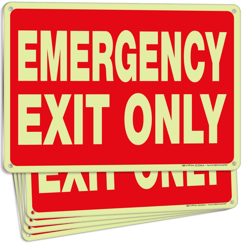 iSYFIX Emergency Exit Only Signs – 5 Pack 10x7 Inch – 100% Rust Free ...