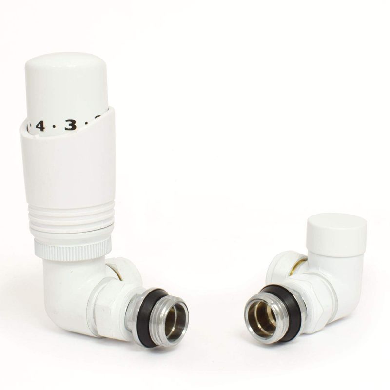 Hot Flow White Cascade Corner Modern TRV Thermostatic Radiator Valve ...