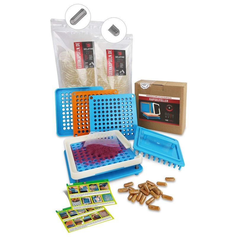 Capsule Filler + 1000 Empty Capsules Size 0 | Separated Gelatin Capsule ...