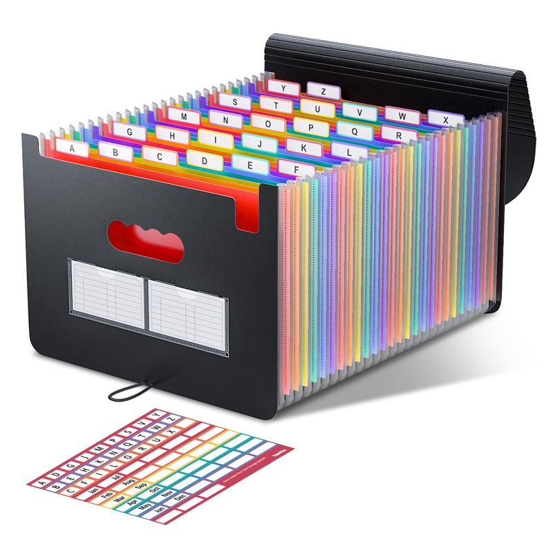 ThinkTex 26 Pockets Expanding File Folder, A-Z Colorful Tabs, Monthly ...