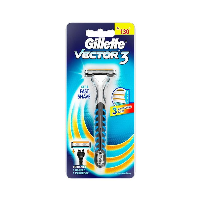 Gillette Vector 3 Manual Shaving Razor 3 Blades (1 Blade, 1 Handle ...