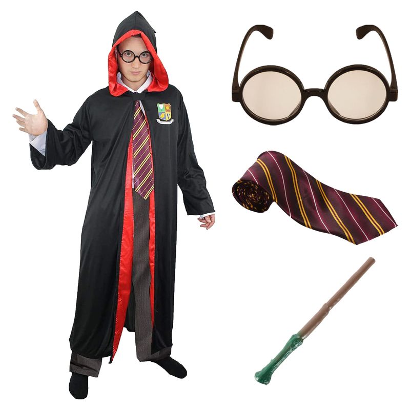 LOVETRENDS Adults Wizard Costume - Small - Black Robe with Magical ...