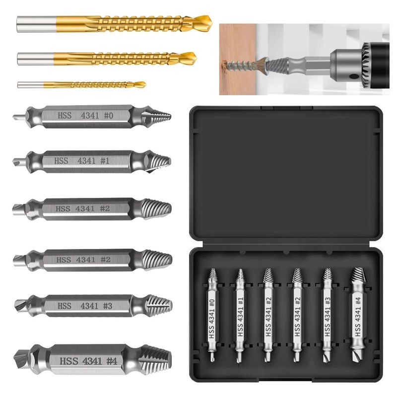 9Pcs Damaged Screw Extractor Set, Screw Remover and Extractor Bit Set ...