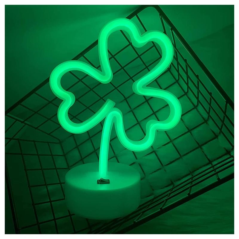 ENUOLI Neon Signs Good Luck Clover Green Clover USB & Battery Powered ...