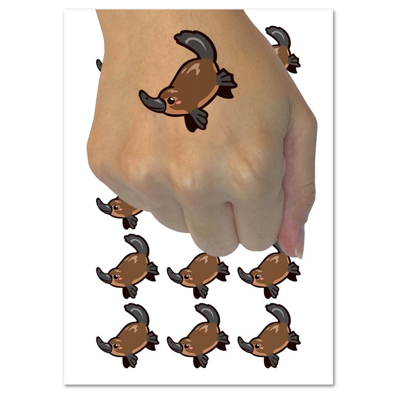 Swimming Kawaii Chibi Duck Billed Platypus Temporary Tattoo Water ...