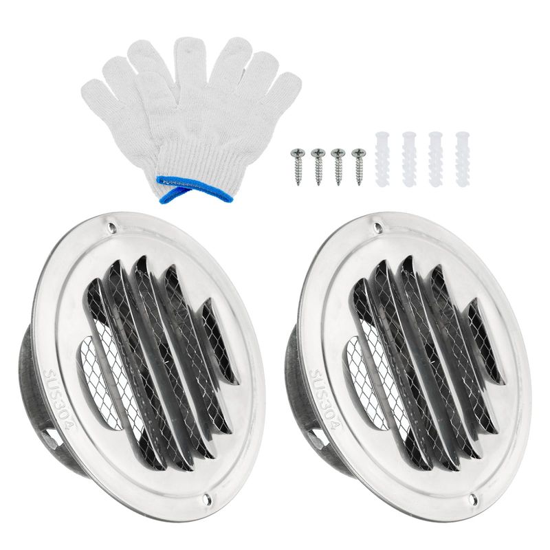 PATIKIL 3" Round Soffit Air Vents, 2 Set 304 Stainless Steel Louver ...