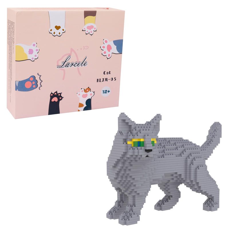 Larcele Cat Micro Building Blocks Animal Set, DIY Mini 3D Building Toy ...