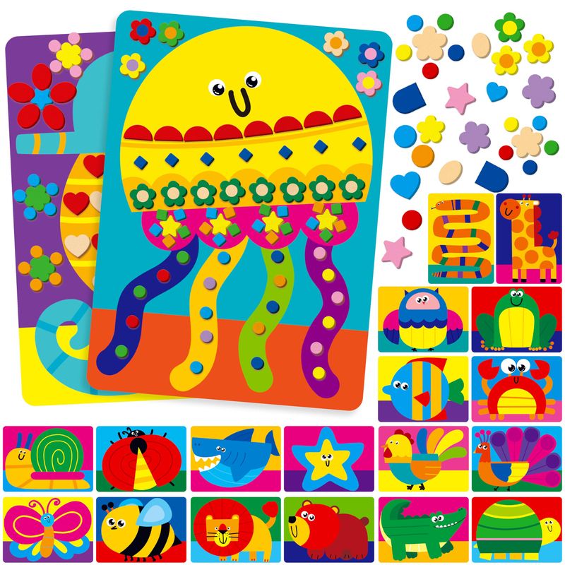 Foam Sticker Art Activity, 20 Animals with 1660 Foam Stickers in 10 ...