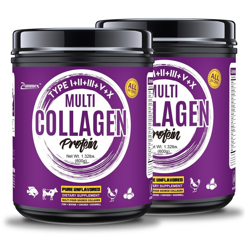 2Pack Multi Collagen Powder Hydrolyzed Collagen Pretides Type I, II ...