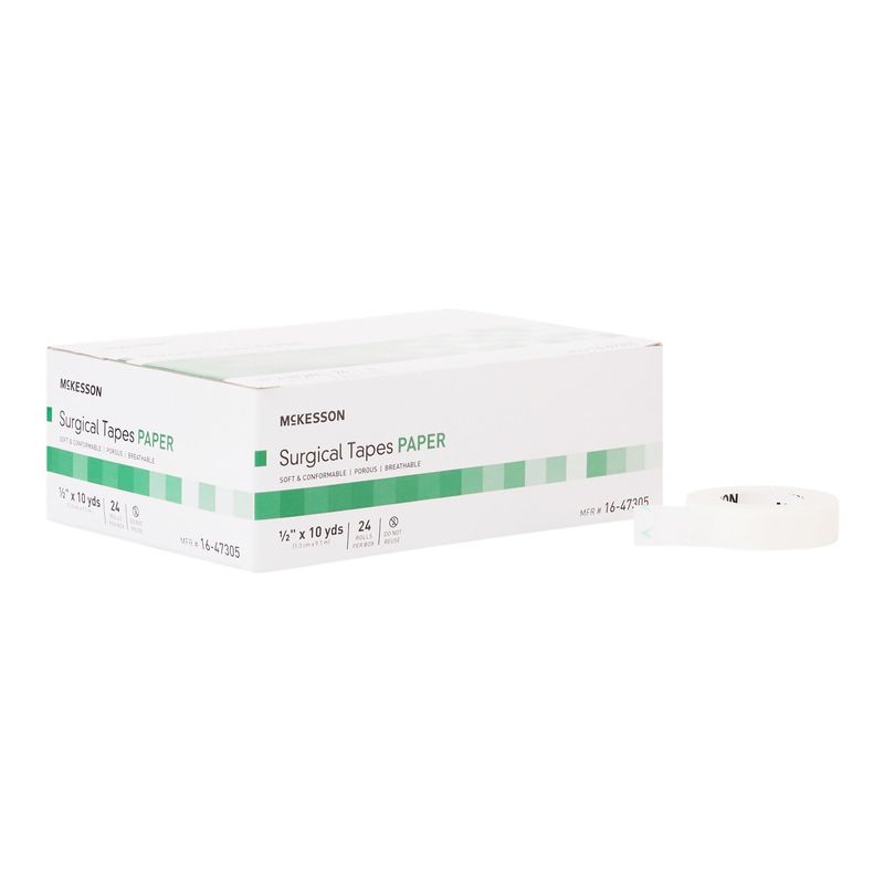 McKesson Surgical Tape, Non-Sterile, Air Permeable Paper, 1/2 in x 10 ...