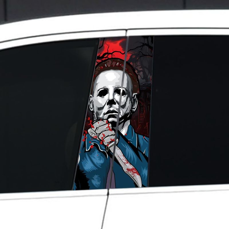 1 Pair Halloween Cars Body Horror Sticker, Horror Car Center Pillar ...